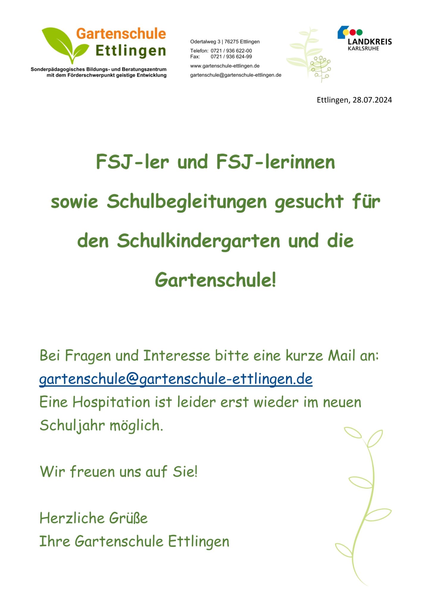 FSJ-ler und FSJ-lerinnen | Gartenschule Ettlingen